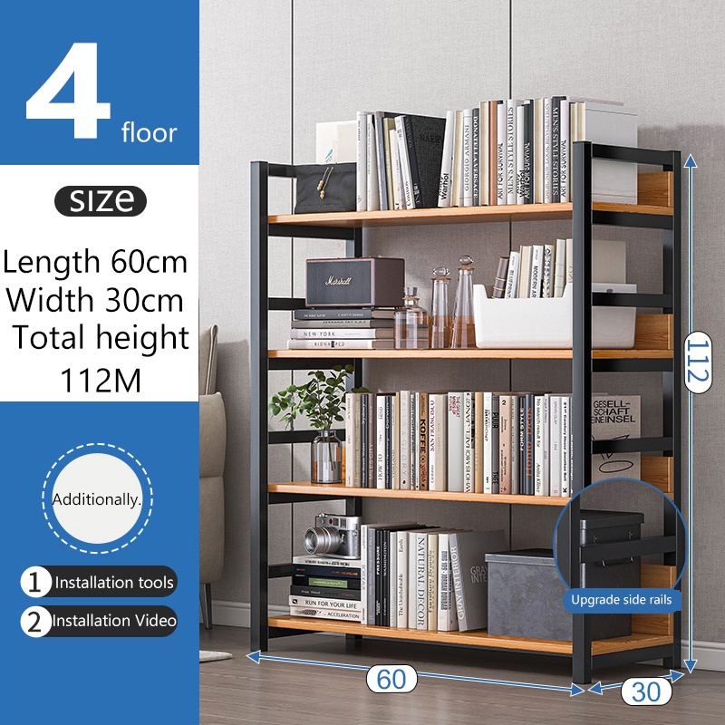 5/4 Tier Book shelf Rack Modern Wood Home Office Metal shelf Display ...