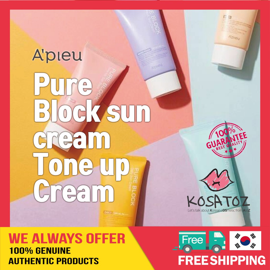 [APIEU] Pure Block sun cream (Natural / Tone up / Waterproof ) 50ml | Shopee Malaysia