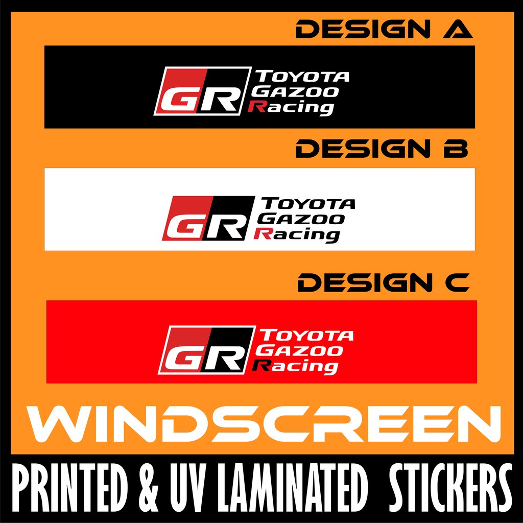 Toyota Gazoo Windscreen Windshield Window Sticker Sticker Cermin Depan ...