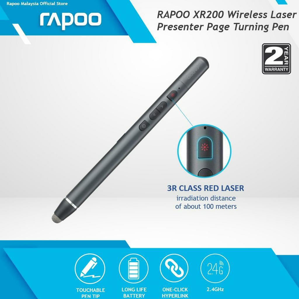 Rapoo XR200 USB 2.4G Touchable Rechargeable 3R Laser Presenter Pen - 2 ...