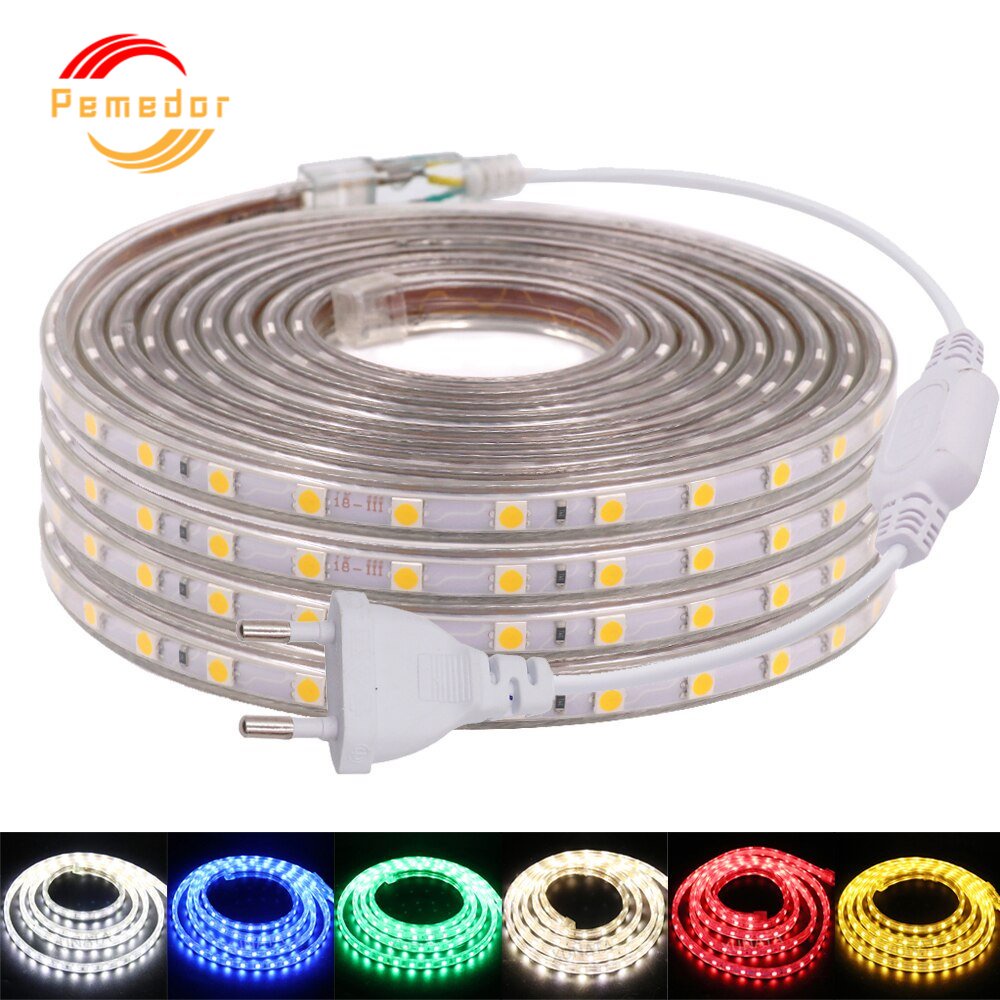 led light strip LED Tape 5050 Led Strip Light 220V AC Flexible 10/15/20 ...