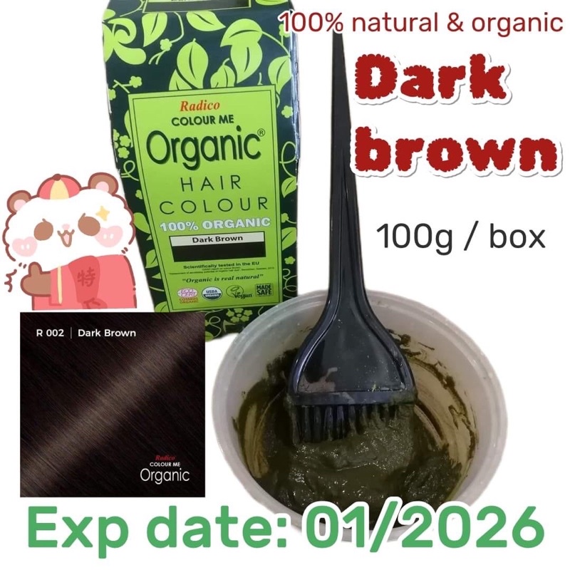 Dark Brown! Organic natural hair colour powder dye Radico | Shopee Malaysia