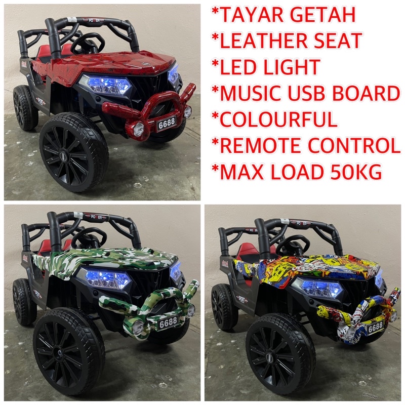 TAYAR GETAH NEW jeep budak kereta elektrik budak kid riding jeep jeep ...