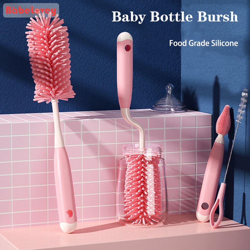 3pcs Baby Bottle Brush Set Berus Botol Susu Food Grade Soft Silicone ...