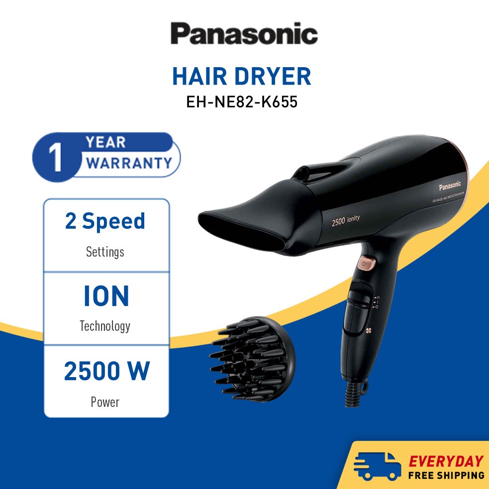 Panasonic Ionity Hair Dryer EH-NE82 Fast Dry Set Nozzle Diffuser Hair ...