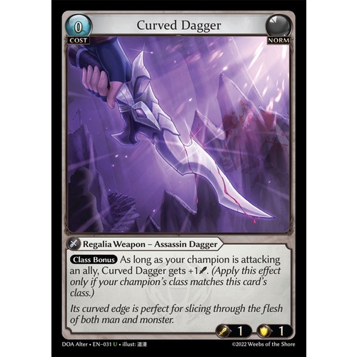 Curved Dagger | DOA Alter - 31 - U | Regalia Weapon — Assassin Dagger ...