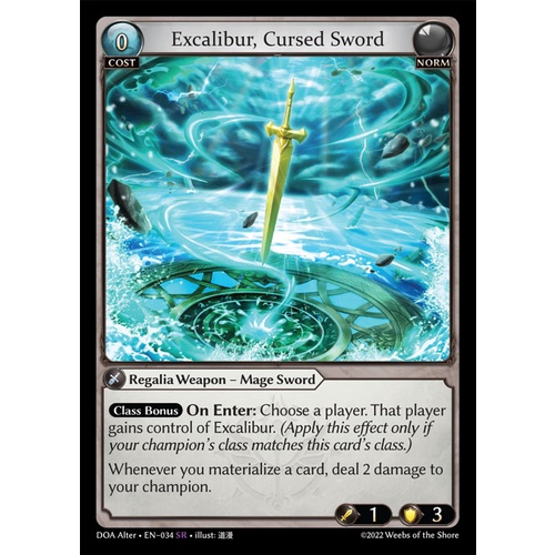 Excalibur, Cursed Sword | DOA Alter - 34 - SR | Regalia Weapon — Mage ...