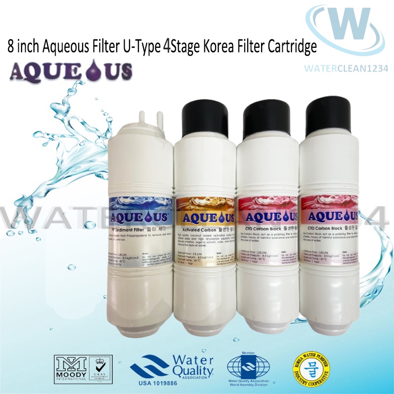 8” AQUEOUS U-TYPE HALAL KOREA FILTER (SEDIMENT/CTO CARBON/ACTIVATED ...