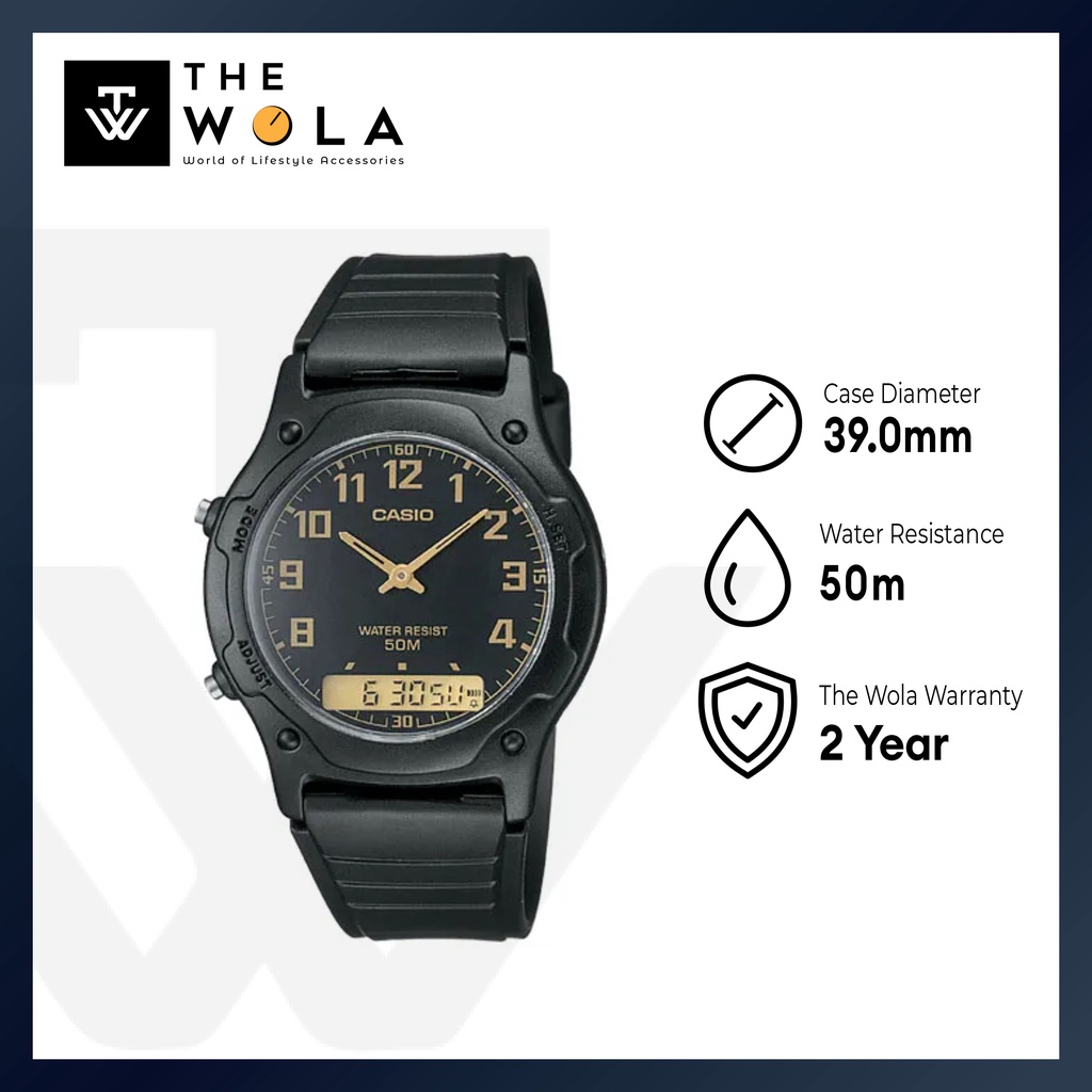(2 Years Warranty) Casio Men's Analog-Digital AW-49H-1B Black Resin ...