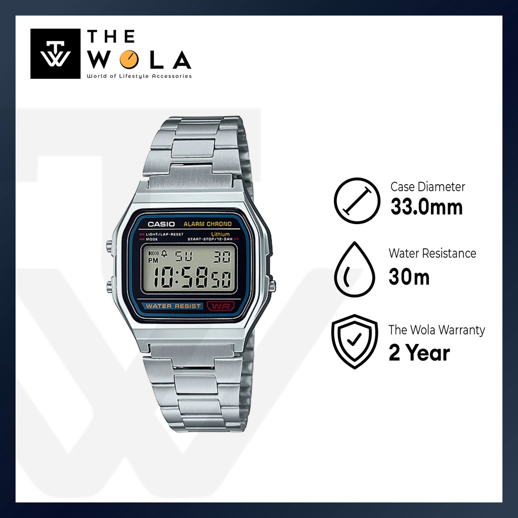 (2 Years Warranty) Casio Vintage Men's Digital A158WA-1 Stainless Steel Casual Watch | Shopee ...