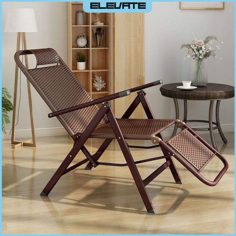 Folding lunch chair deck chair Rattan lounge chair cane chair Household ...