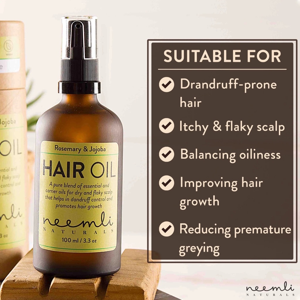 Neemli Naturals Rosemary & Jojoba Hair Oil 100 ml -Growth oil for Itchy ...