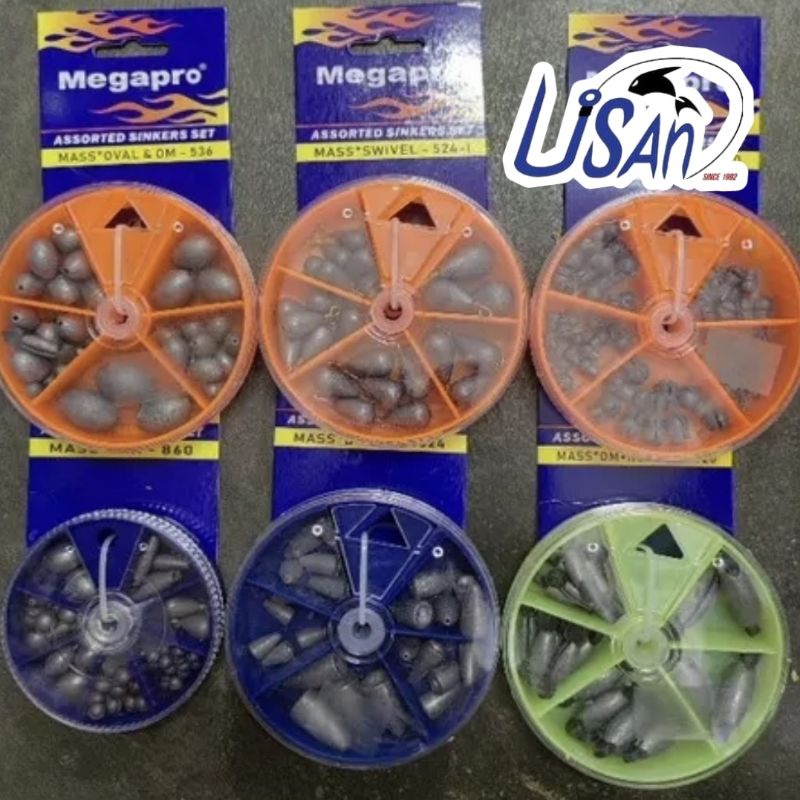 MEGAPRO ASSORTED SINKERS SET Batu Ladung Batu Pancing Fishing Stone ...