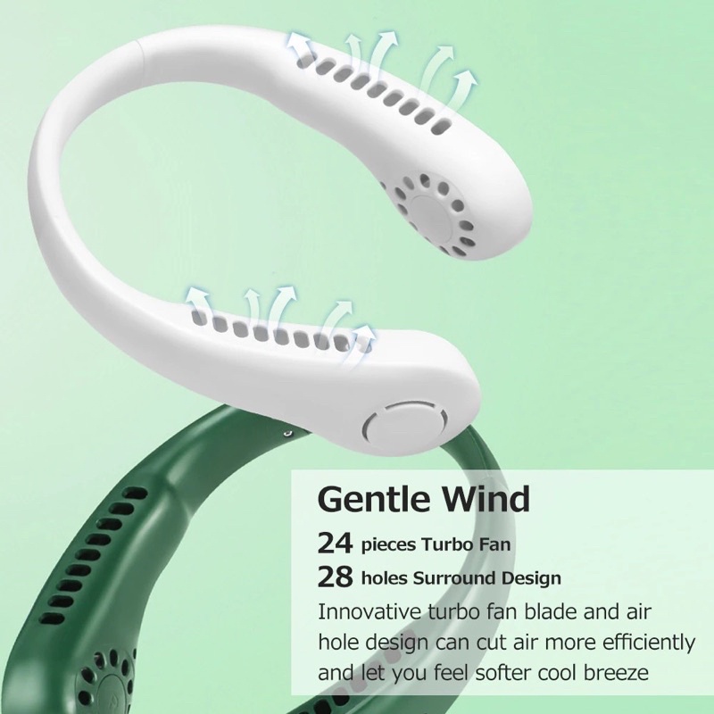 Stock Aim Mini Neck Fan Portable Cooling Fan USB Leafless 360 Degree ...