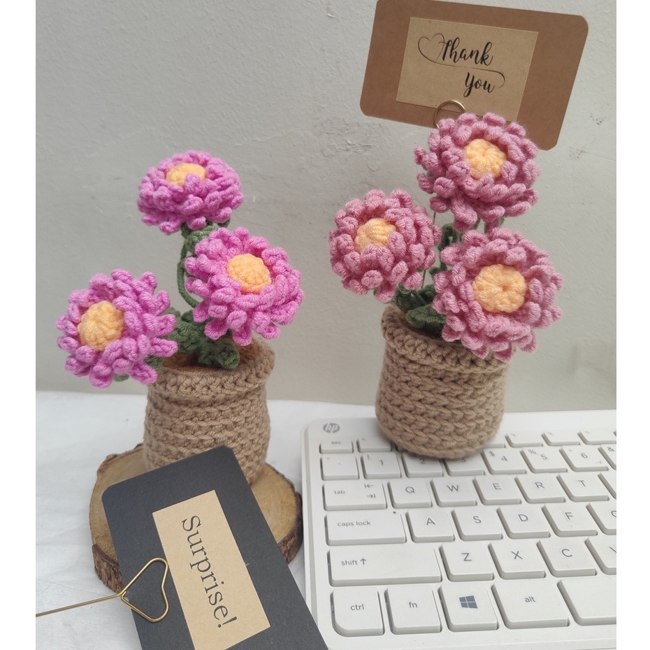 FINISHED PRODUCT-完成的产品| Bunga Kait |Crochet Handmade Mini Flower with ...