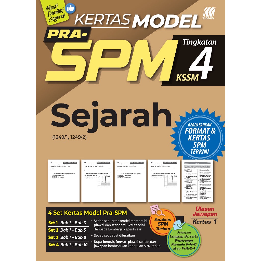 Sasbadi 2023: Latihan Kertas Model PRA-SPM Sejarah Tingkatan 4 (Edisi 2023) 9789837734906 ...