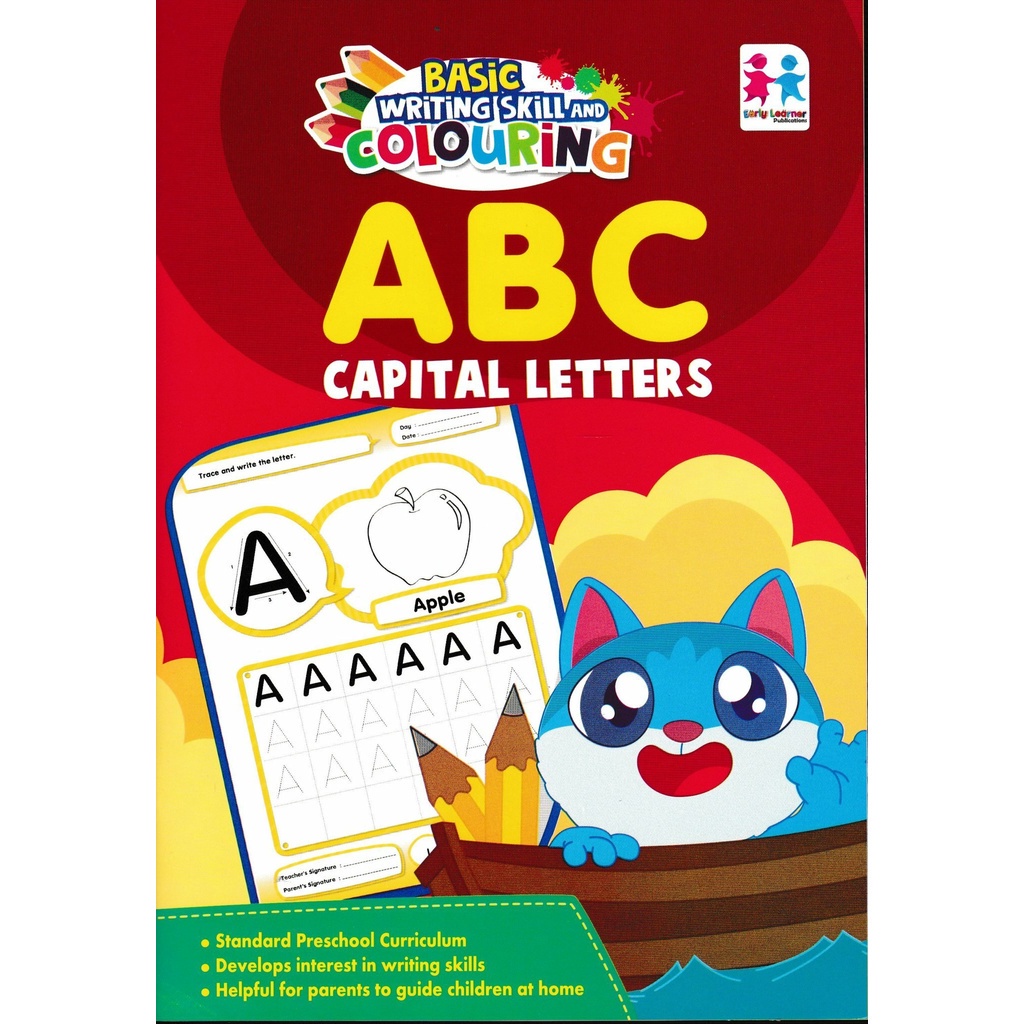 Early Learner: Basic Writing Skill And Colouring Abc Capital Letters ...