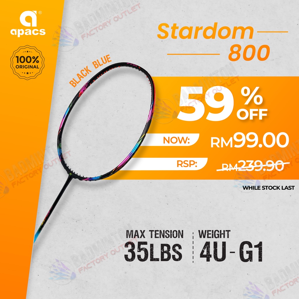 【FRAME ONLY】 APACS Stardom 800 (Black Blue) Badminton Racket - 4UG1 Max ...