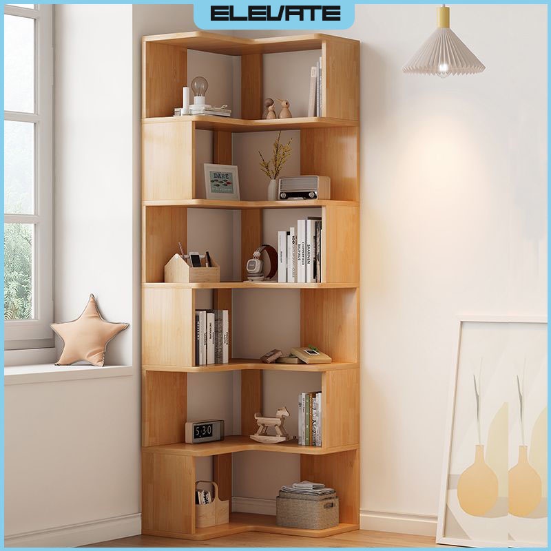 Corner bookcase Storage cabinet Solid wood corner bookshelf Triangle ...