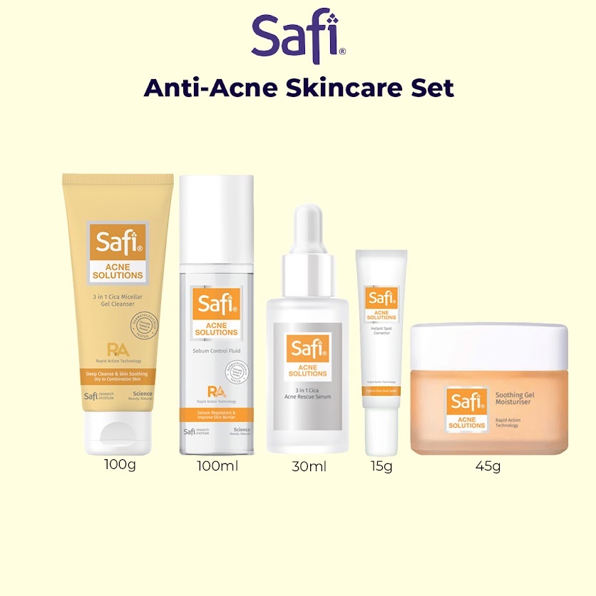 SAFI Acne Solutions Full Set / Cica / AHA / BHA / Neem / Acne Scar ...