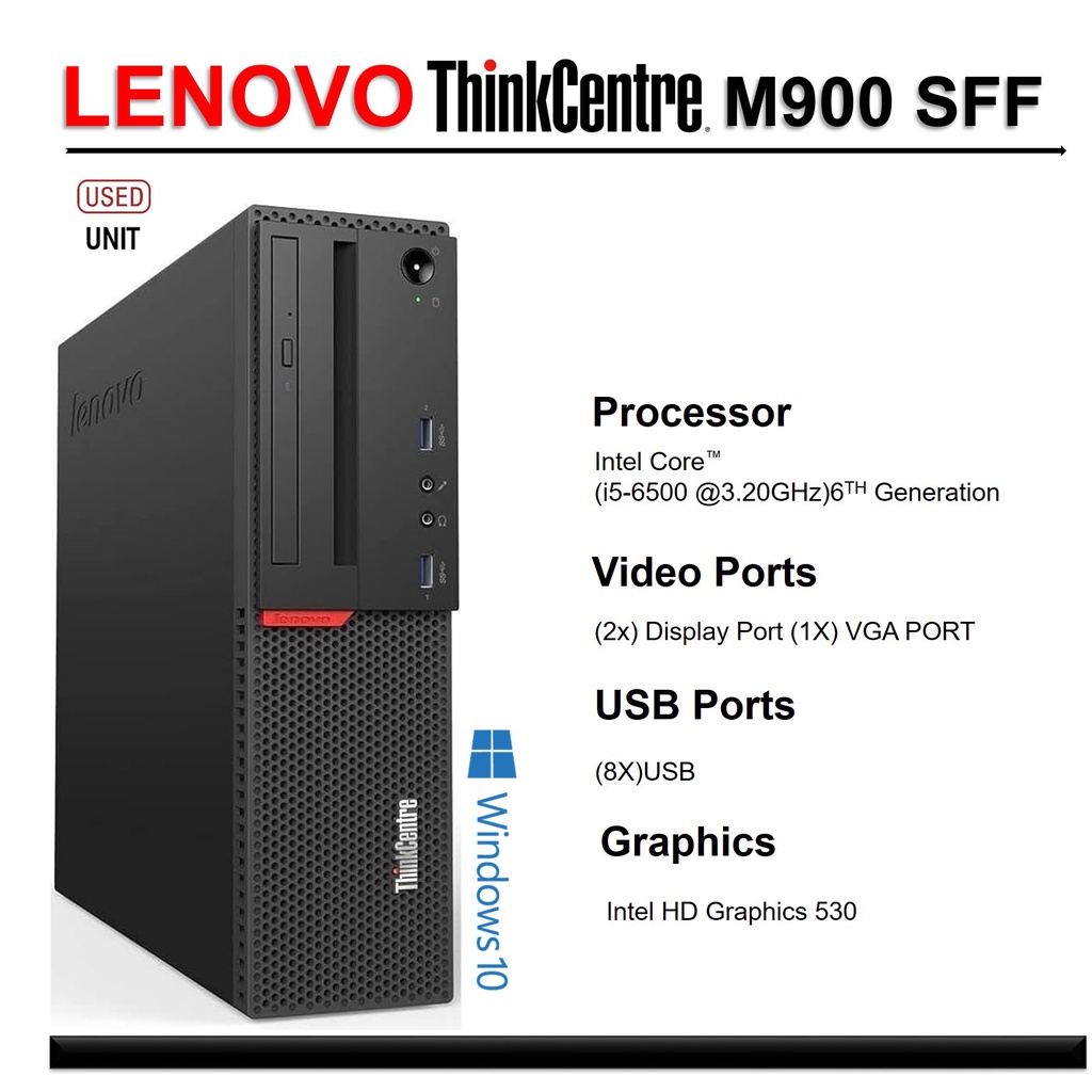 Lenovo ThinkCentre M900 SFF Desktop intel Core i5 6500 (6TH GEN)@3.2GHz ...