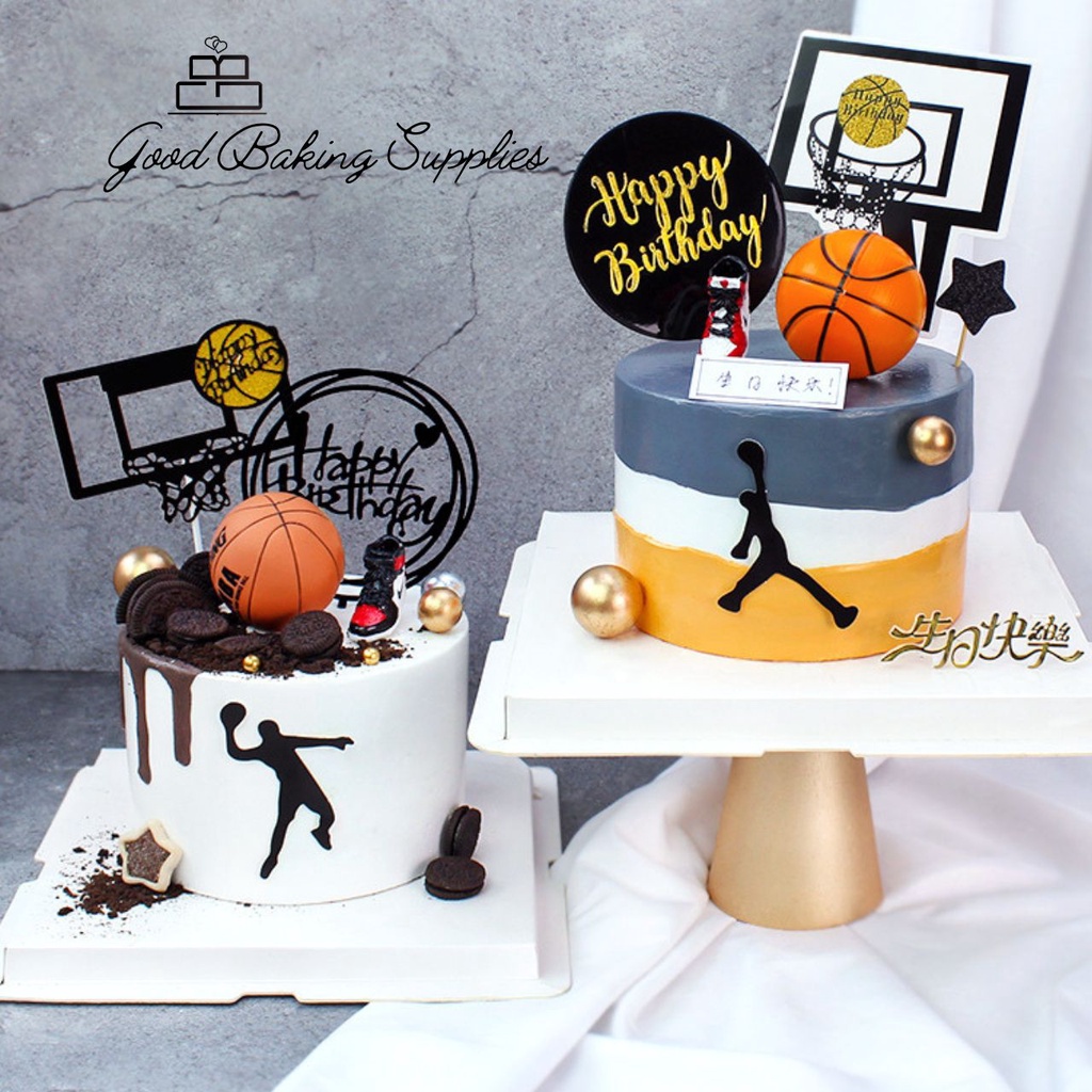 7 IN 1 SET Basketball Theme Cake Decoration / Kek Hiasan Bola Keranjang ...