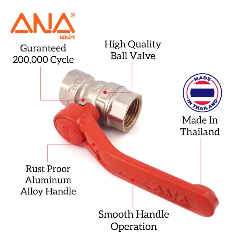 1/2" 15MM 3/4" 20MM ANA RUST PROOR ALUMINUM ALLOY HANDLE BRASS BODY ...