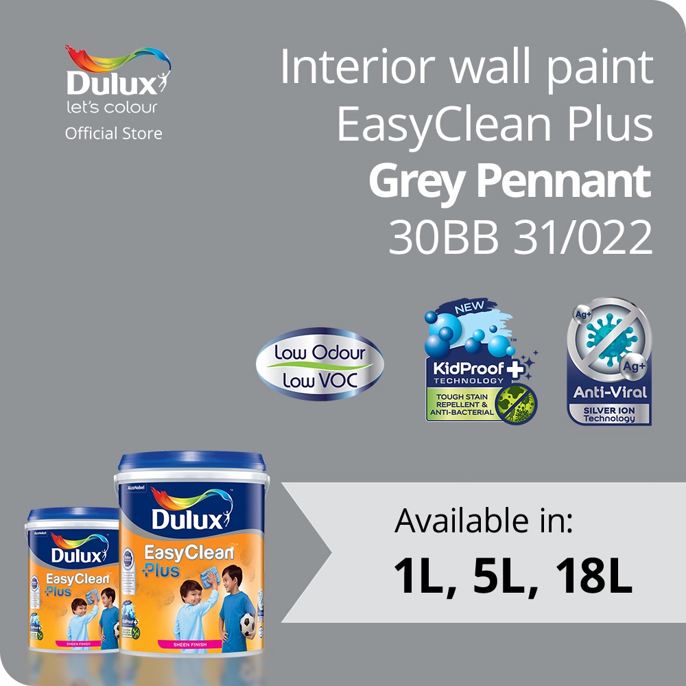 Dulux EasyClean Plus Interior Wall Paint - Grey Pennant 30BB 31/022 ...