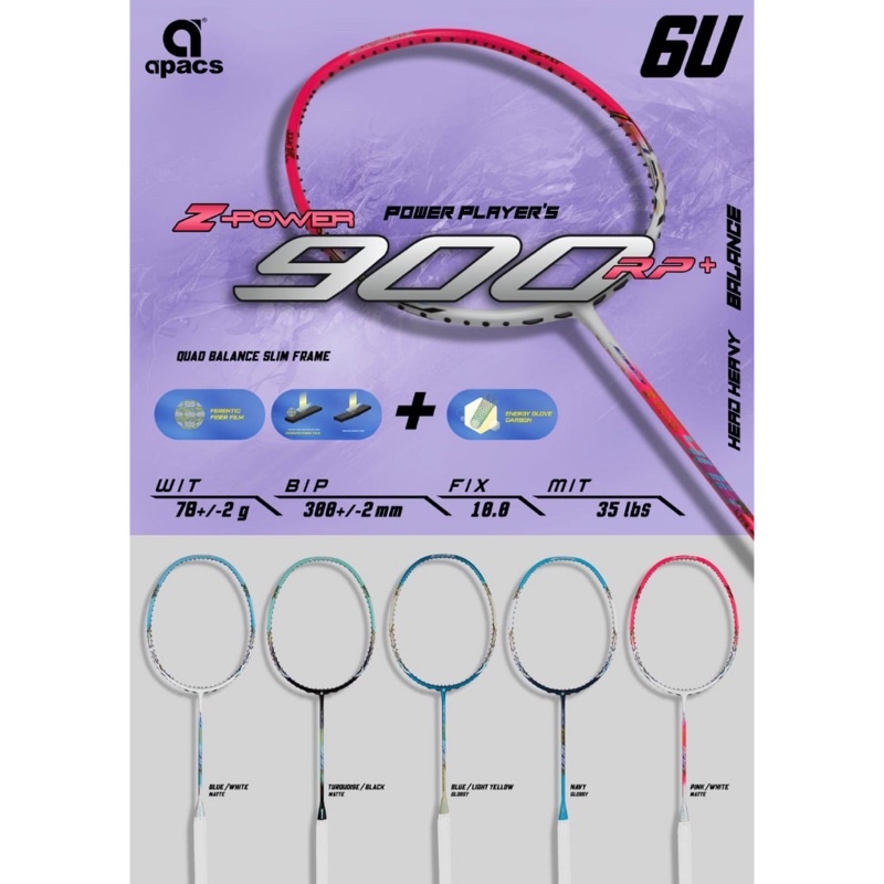 Apacs Z-Power 900RP+ Lite 6U Badminton Racket ( Free Stringing+Grip ...