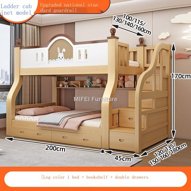 Solid wood bunk bed, two-story adult bed, children s solid wood bed ...