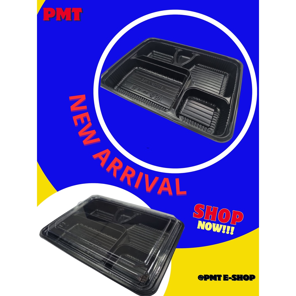 Premium Bento/ Disposable Tray / Plastic Container / 5 Compartments - X ...