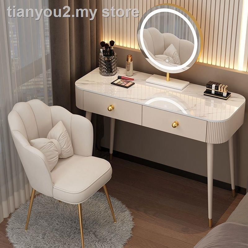Dressing table with mirror Solid wood slate countertop bedroom dressing ...