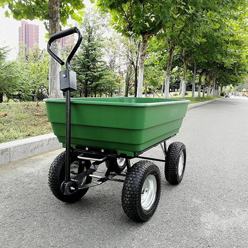 HY-8 3X15Four-Wheel Hand Buggy Platform Trolley Trailer Plastic Tilting ...
