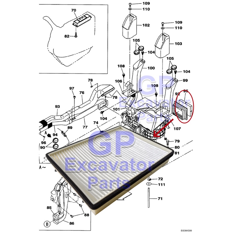 SH200A5/SH210A5/SH330A5/CX210B Hydraulic Excavator Cabin Filter ...
