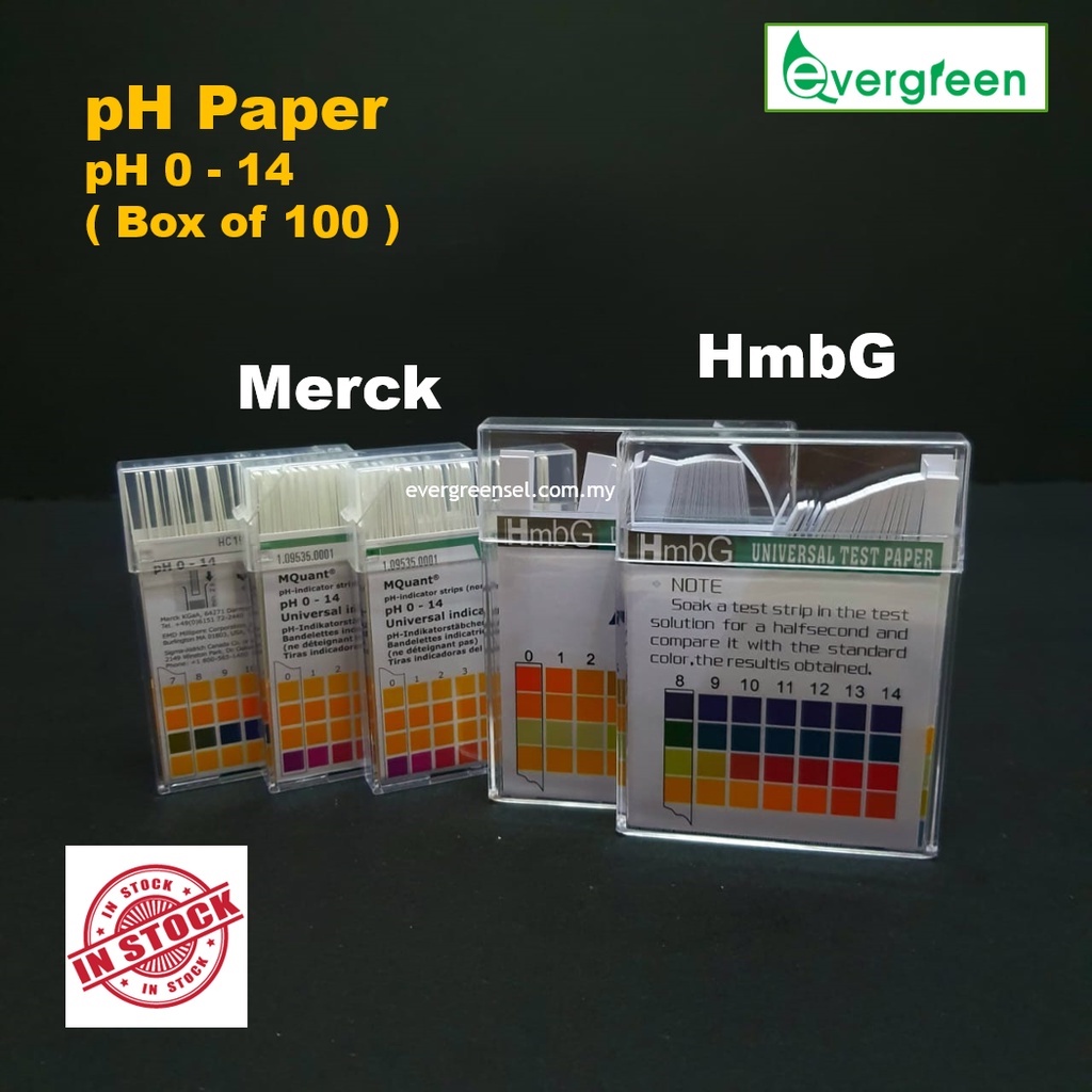 Merck and HmbG pH Paper, pH 0 - 14, strip type, Pack of 100 | Shopee ...