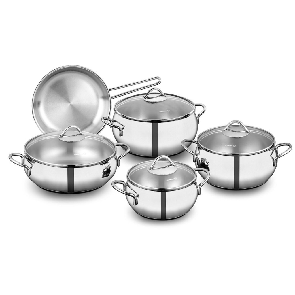 Korkmaz Tombik 9-Piece Stainless Steel Cookware Set - Induction ...