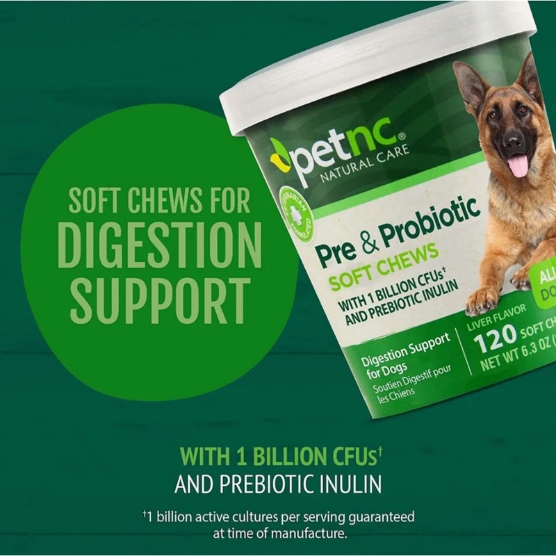 petnc NATURAL CARE, Pre & Probiotic Soft Chews, All Dogs, Liver, 120 ...