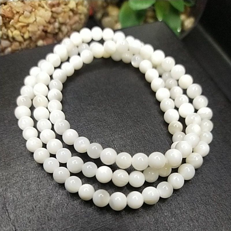 Tridacna Shell 3 Laps Natural Bracelet 5mm | Shopee Malaysia