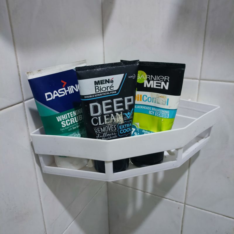 Bathroom Corner Rack wall mounted plastic Kitchen storage organiser ...