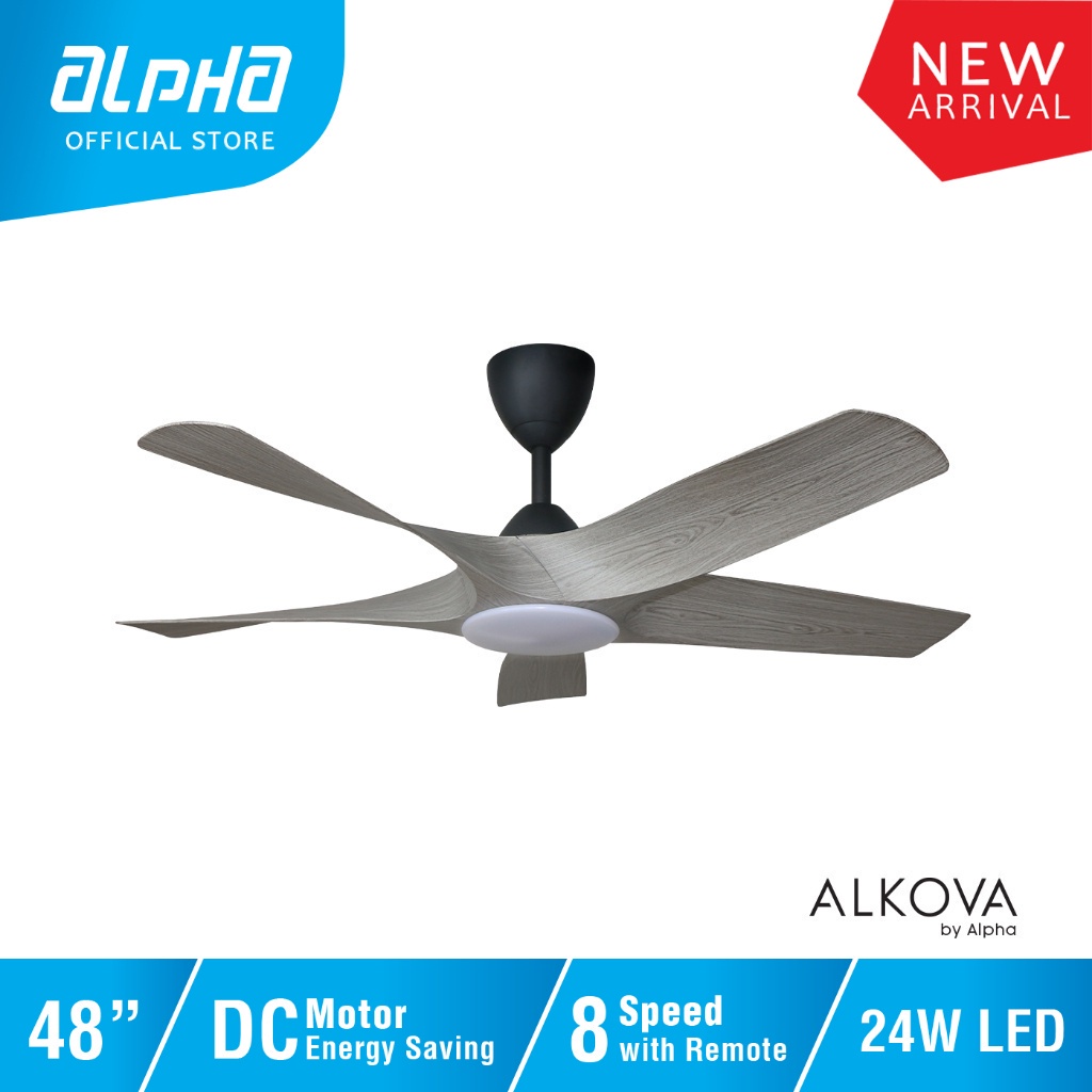 ALPHA Alkova AXIS LED DC Motor Ceiling Fan with 5 Blades 8 Speed Remote ...