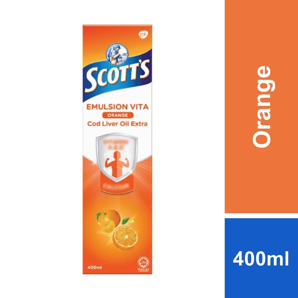 Scotts Emulsion Orange Cod Liver Oil with Calcium 400ml | Shopee Malaysia