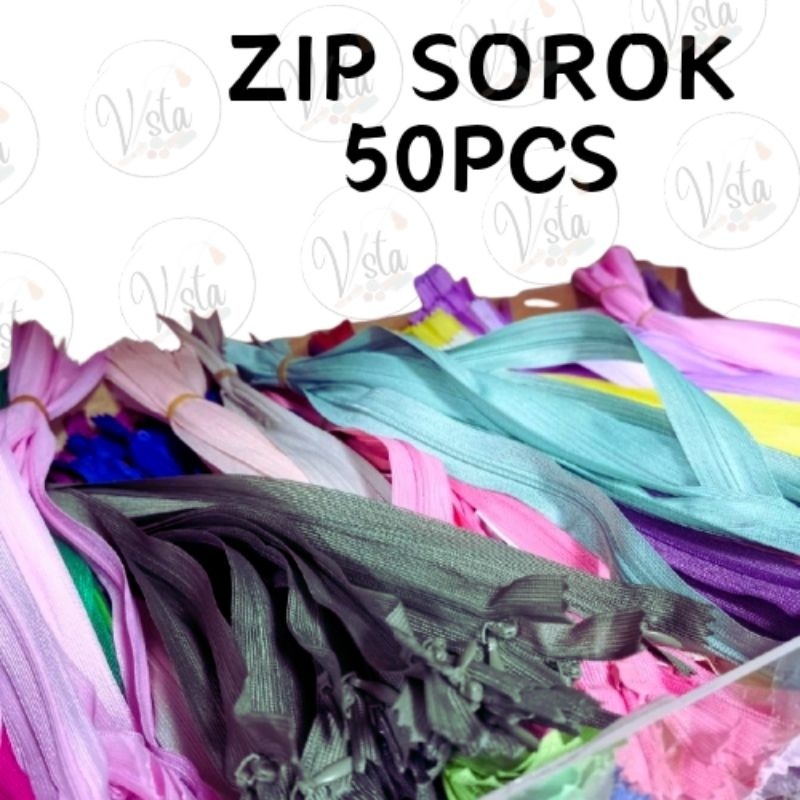(50pcs)zip sorok mix borong/invisible zip/zip murah/zip tanam/zip susut ...