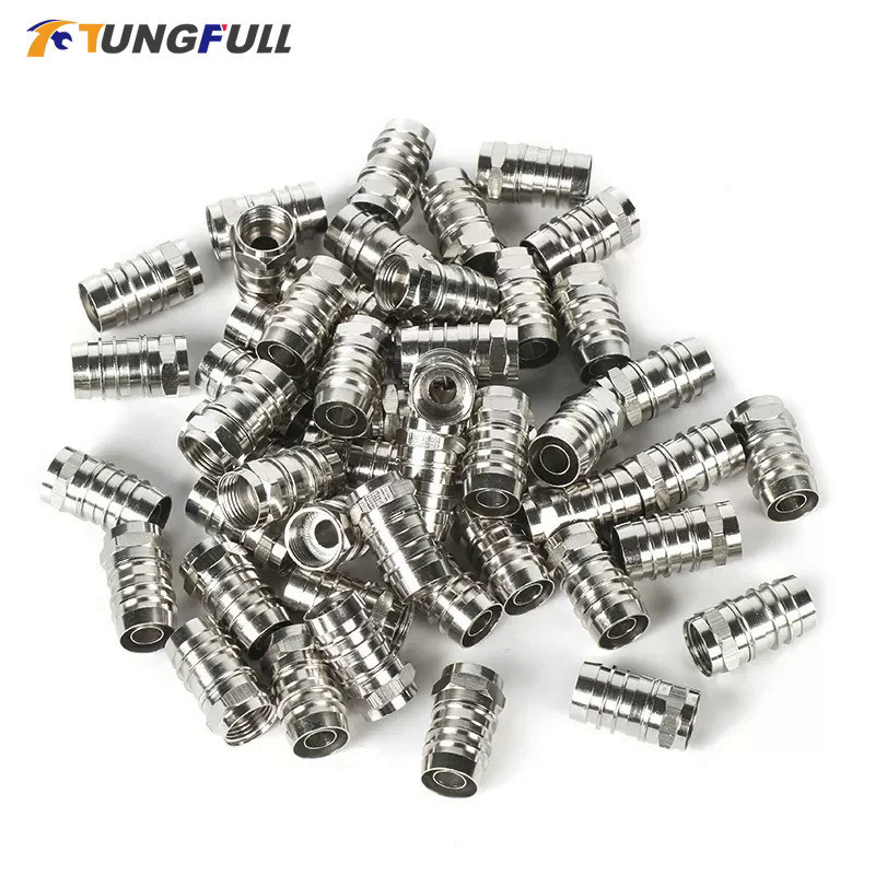 50pcs of RG6 Type F Male Coax Crimp on Connector RF/Video signal plugs ...