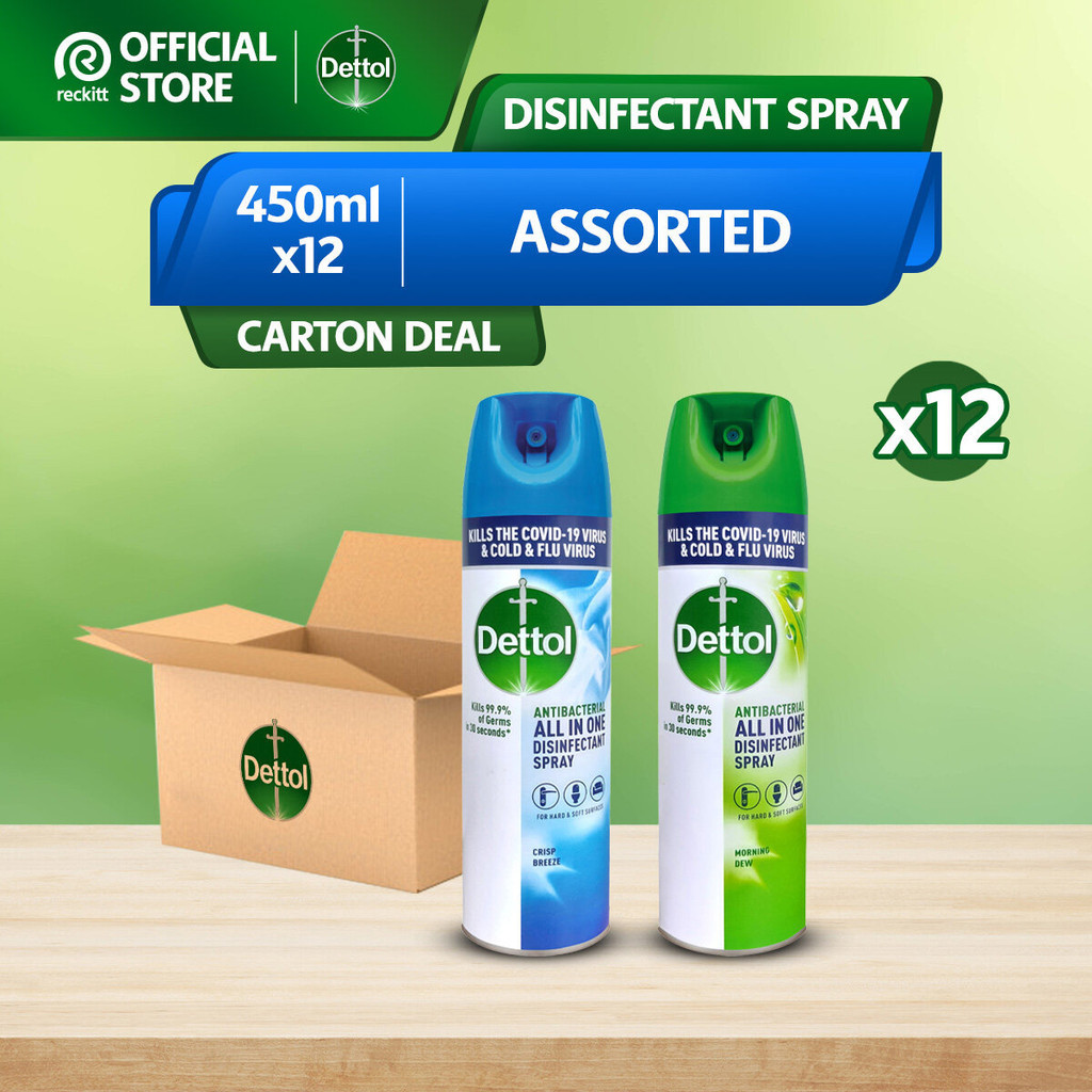 (Carton Sale) Dettol Antibacterial Disinfectant Spray 450ml x12 ...