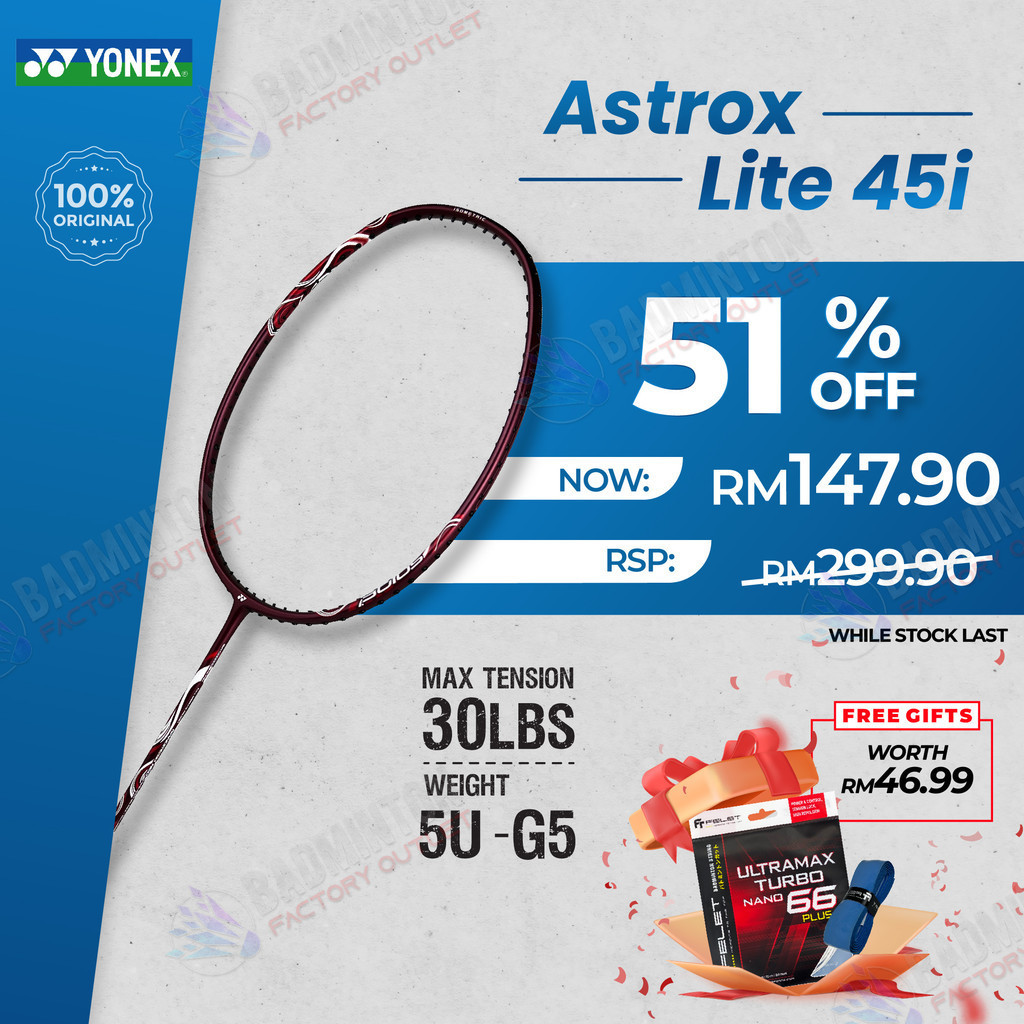 YONEX Astrox Lite 45i (Kurenai) 5UG5 Badminton Racket - Suitable For Speed Attack Player 【FREE ...