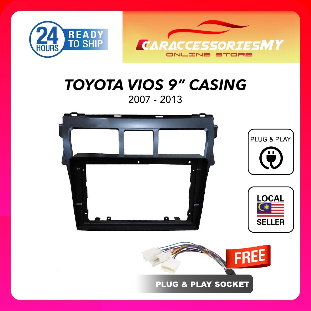 Toyota Vios 2007 to 2013 9 inch Android Player casing with socket plug ...
