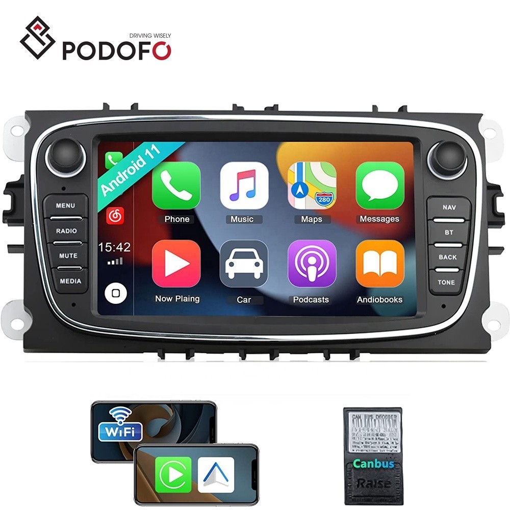 Podofo Android 13 Car Radio 7'' 1+32GB/2+64GB Carplay Android Auto GPS ...