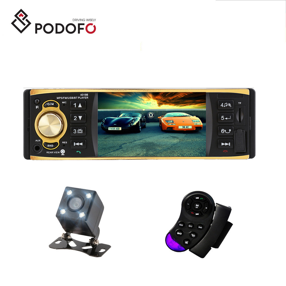 Podofo 1 Din 4'' HD Car MP5 Player Autoradio BT FM Radio AUX USB SD ...