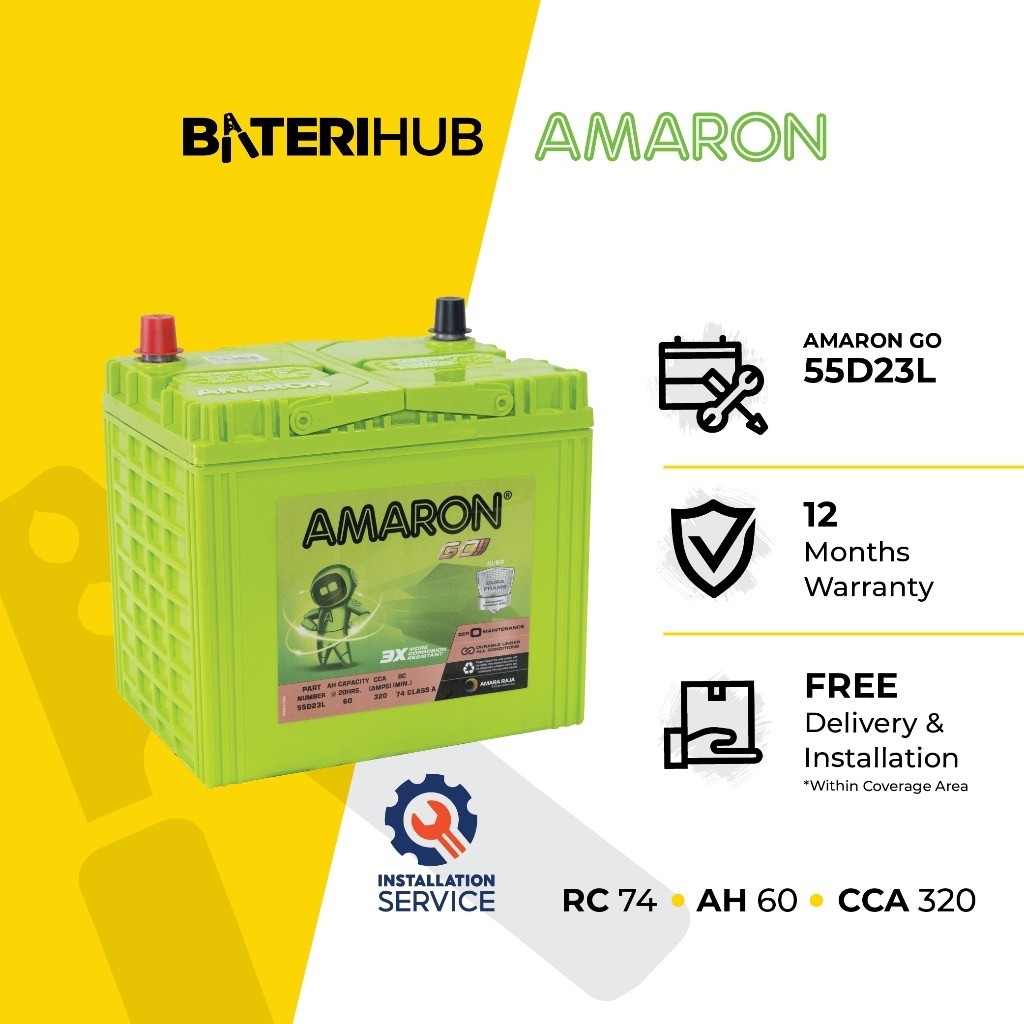 [Installation Provided] Bateri Kereta 55D23L Amaron Go | Car Battery ...
