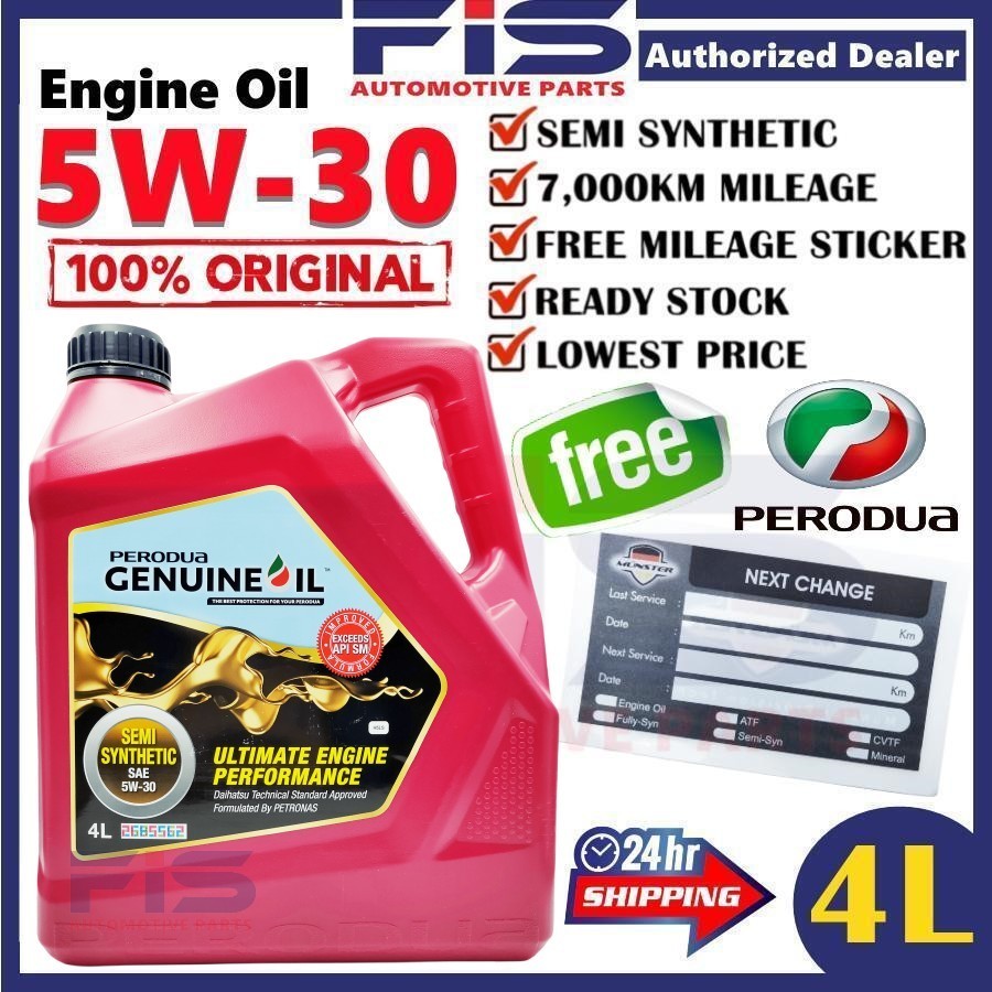 FIS Original Perodua Engine Oil 5W30 4Liter Semi Synthetic Perodua Alza ...